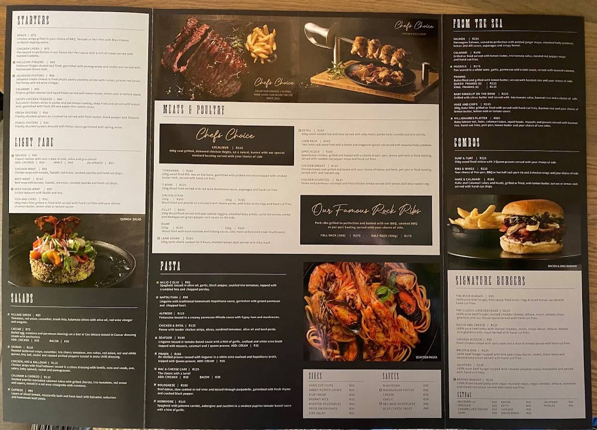 Menu at The Rock-Hazelwood restaurant, Pretoria