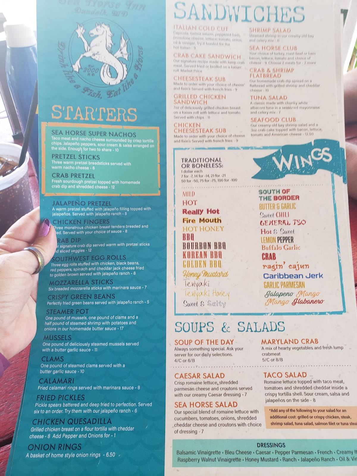 Menu at The Sea Horse Inn pub & bar, Dundalk
