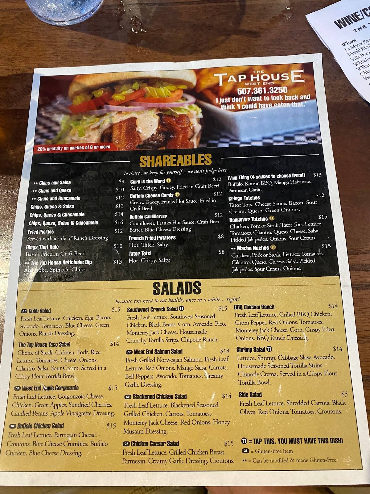 Menu at The Tap House West End pub & bar, Rochester