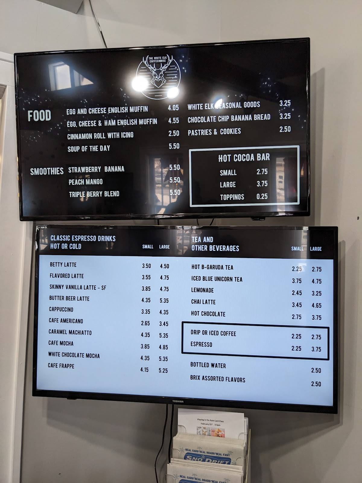 Menu at The White Elk Coffee House, Atlanta