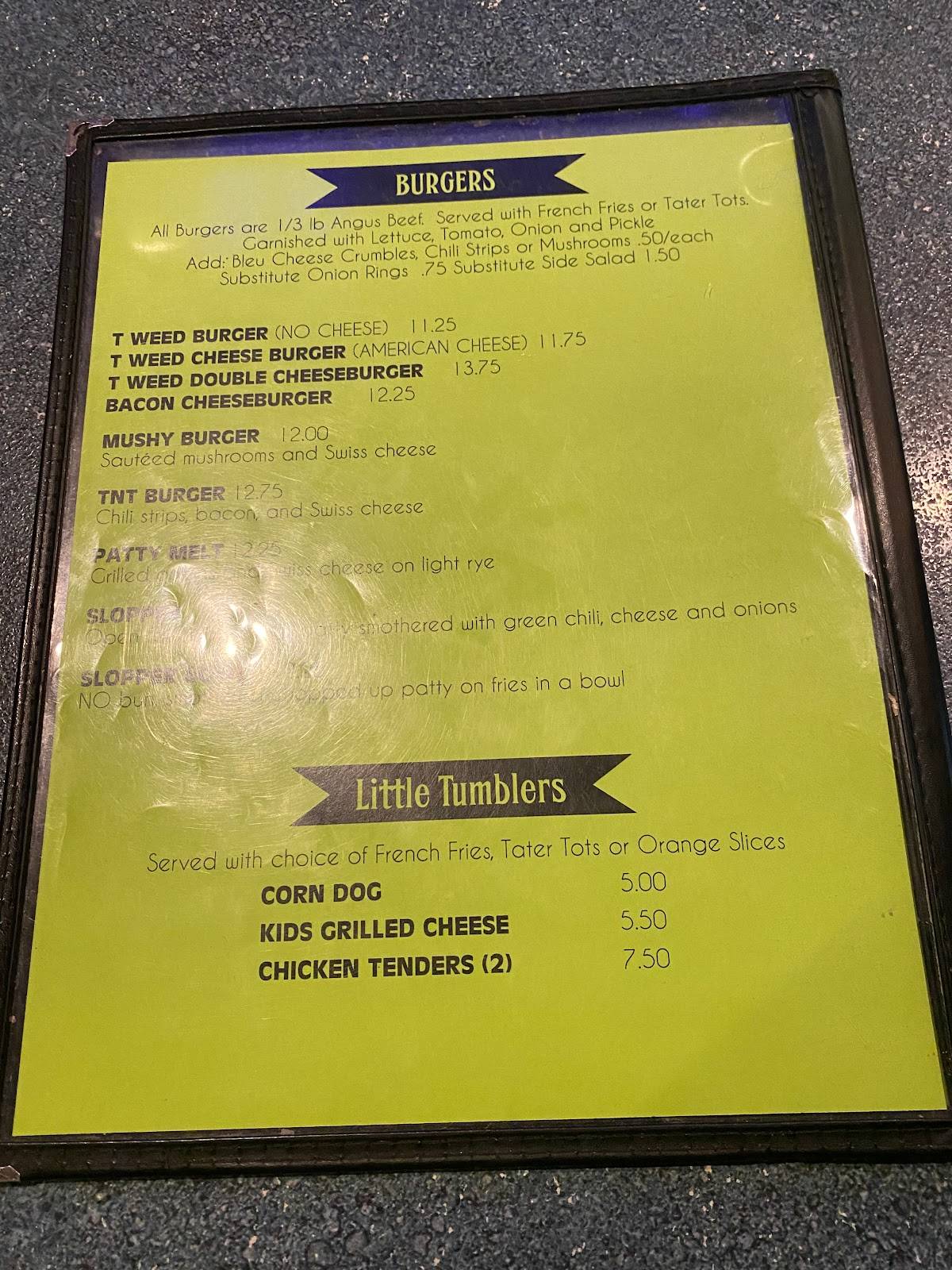 Menu at Tumbleweed pub & bar, Pueblo West