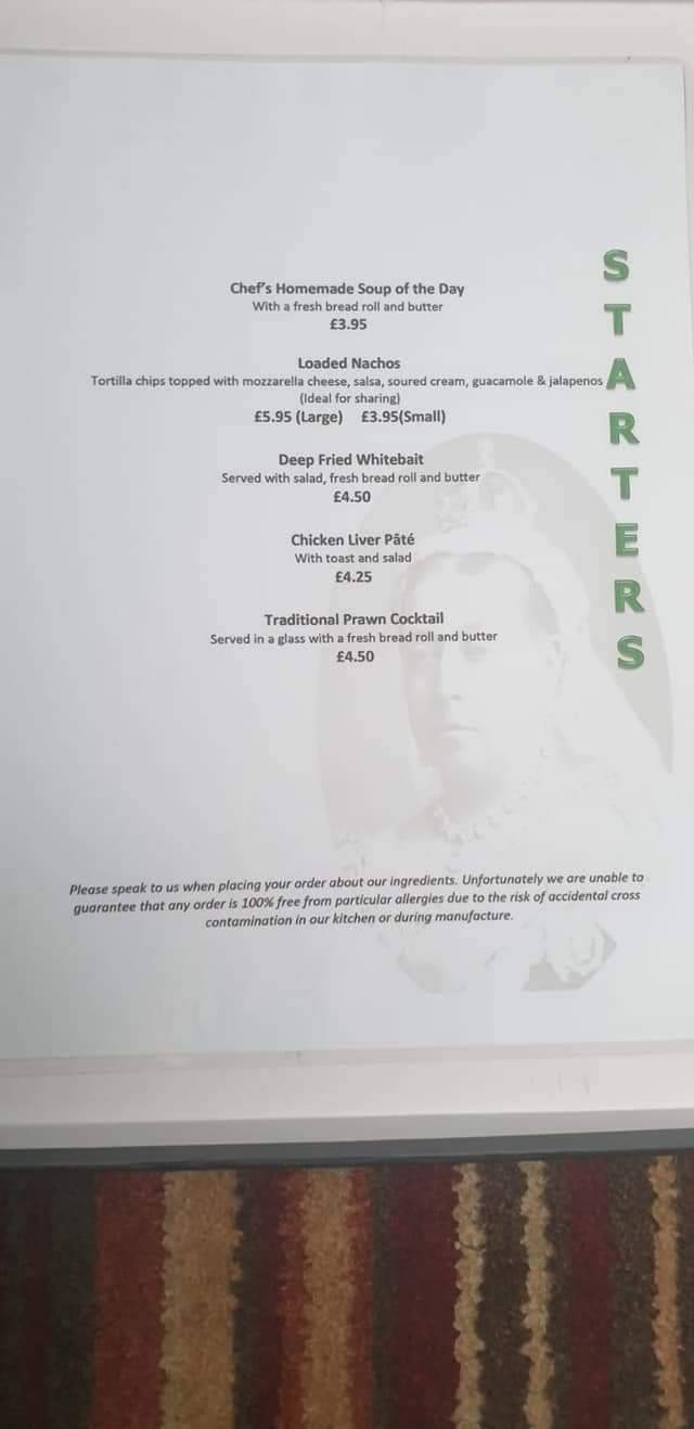Menu at Victoria Inn pub & bar, Wetwang
