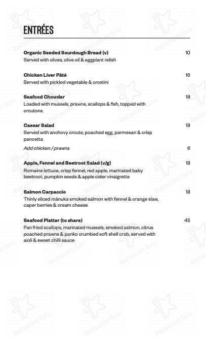 Menu at Visaya Restaurant & Bar, Auckland