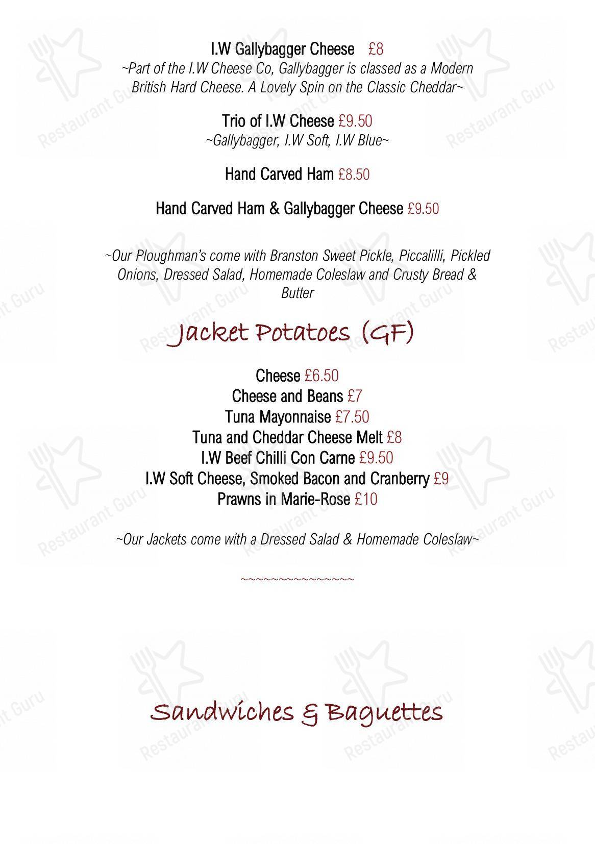 Menu at The White Hart Inn pub & bar, Ryde