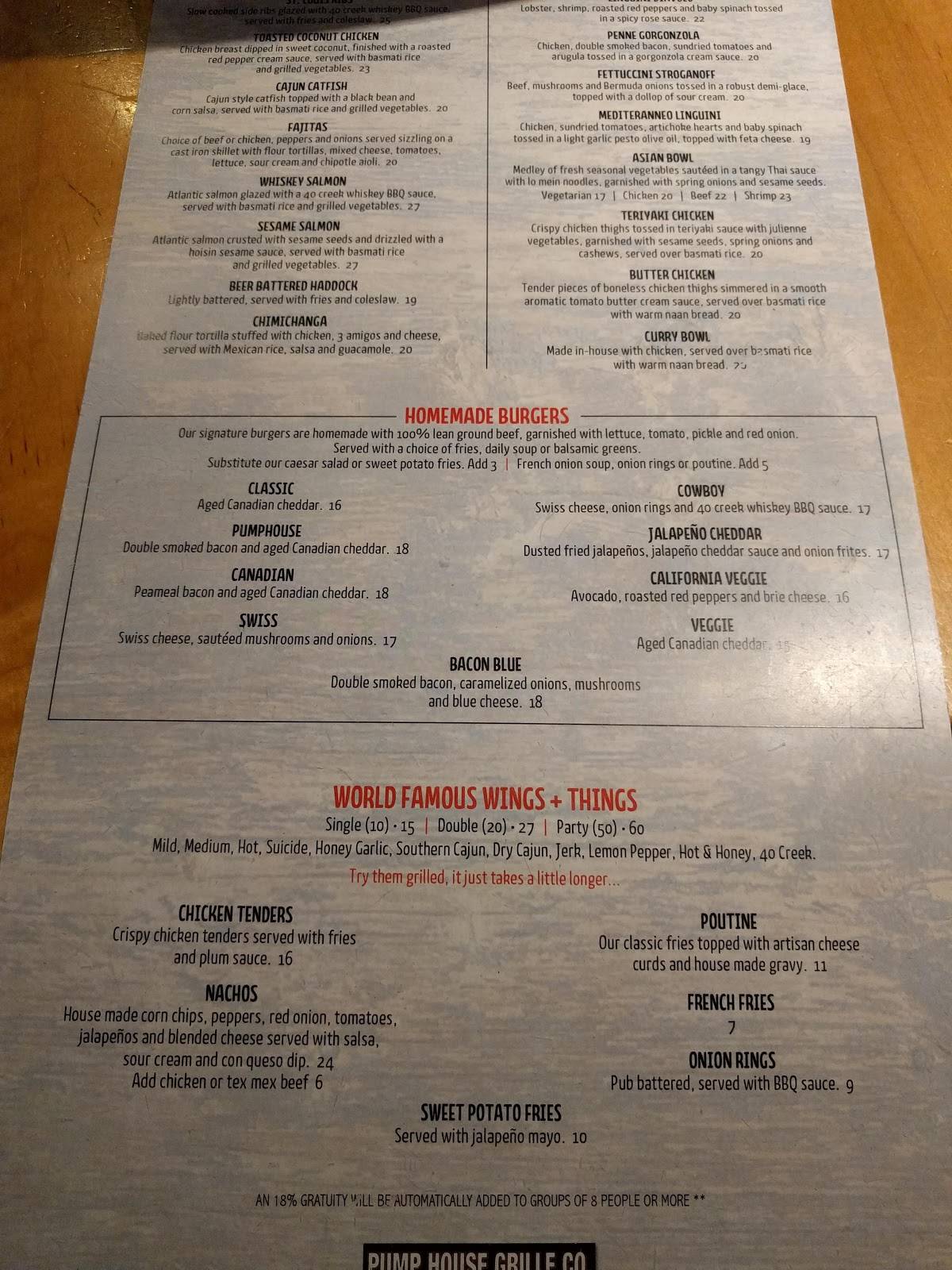 Menu at Pump House Grille Co pub & bar, Mississauga