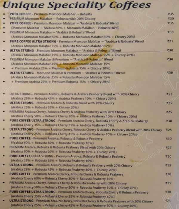 Menu at Pure Veg Restaurant, Bengaluru