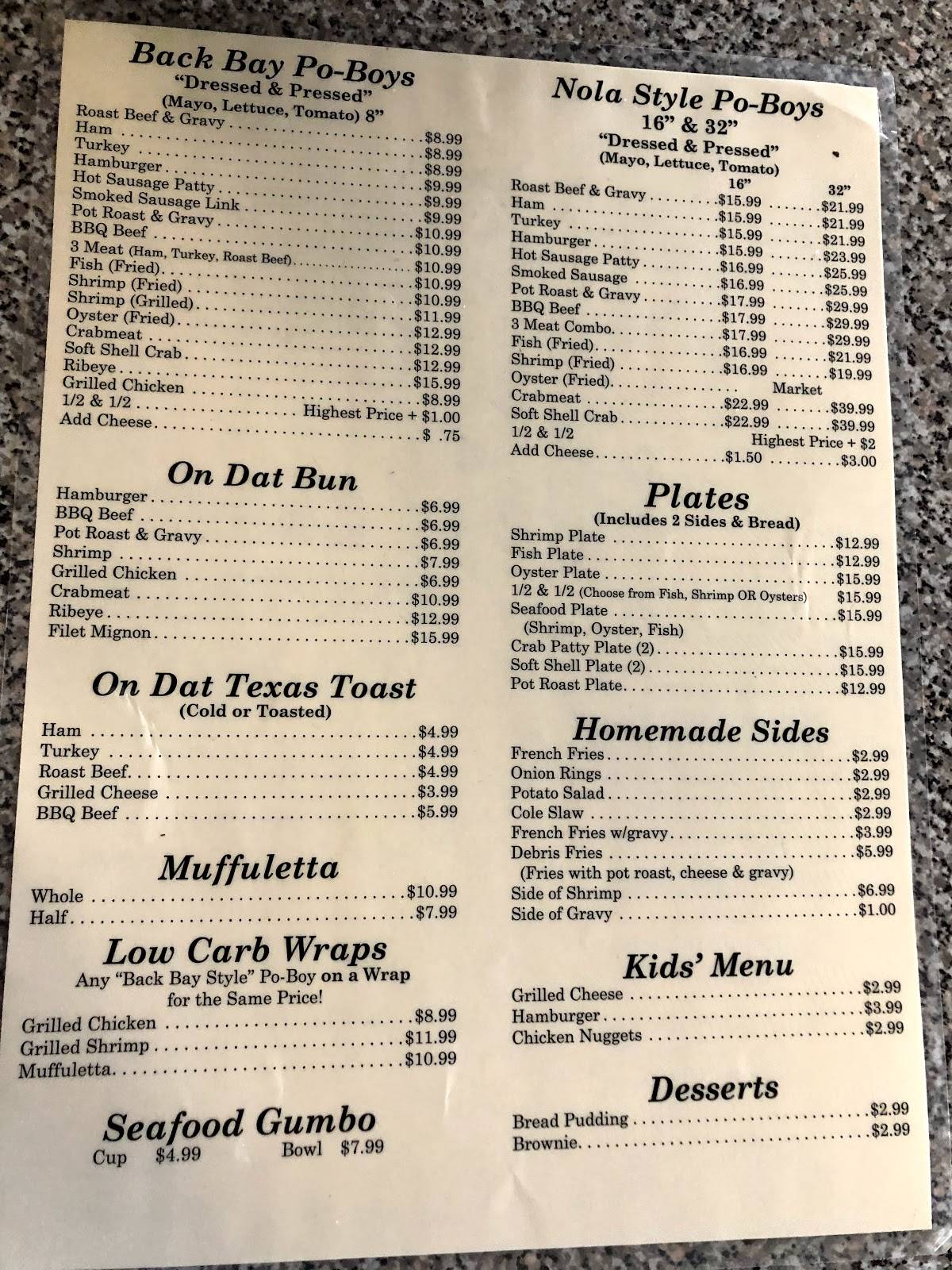 Menu at Quave Brothers Poboys and Meat Market Diberville restaurant, D ...