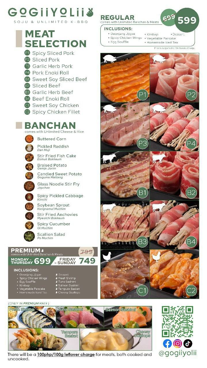 Carta del restaurante Gogii Yolii, Ciudad Quezon, cor Sct. Torillo St
