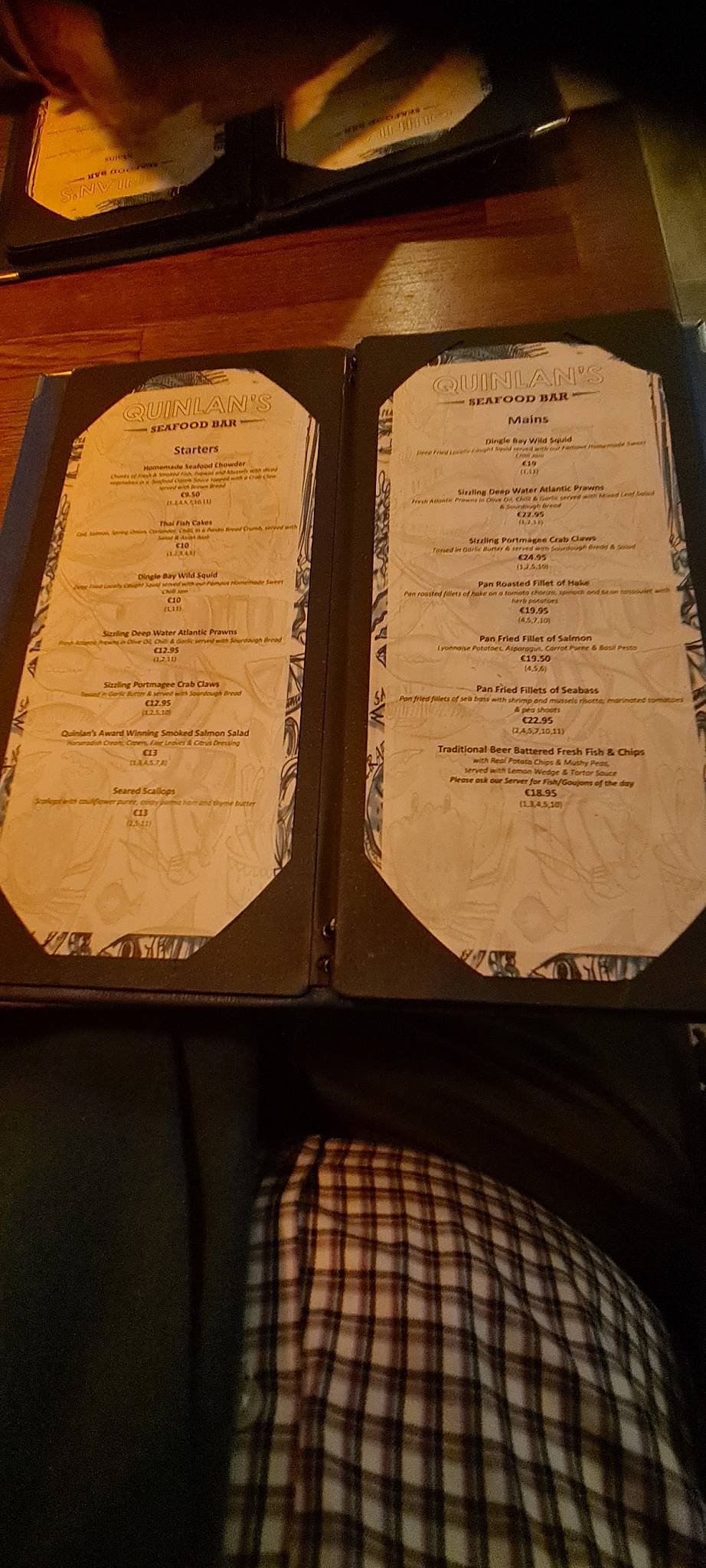 Menu at Quinlans Seafood Bar Cork, Cork