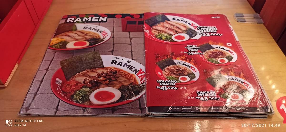 Menu at Ramen YA! restaurant, South Jakarta, Jl. Arteri Pd. Indah No.11 10