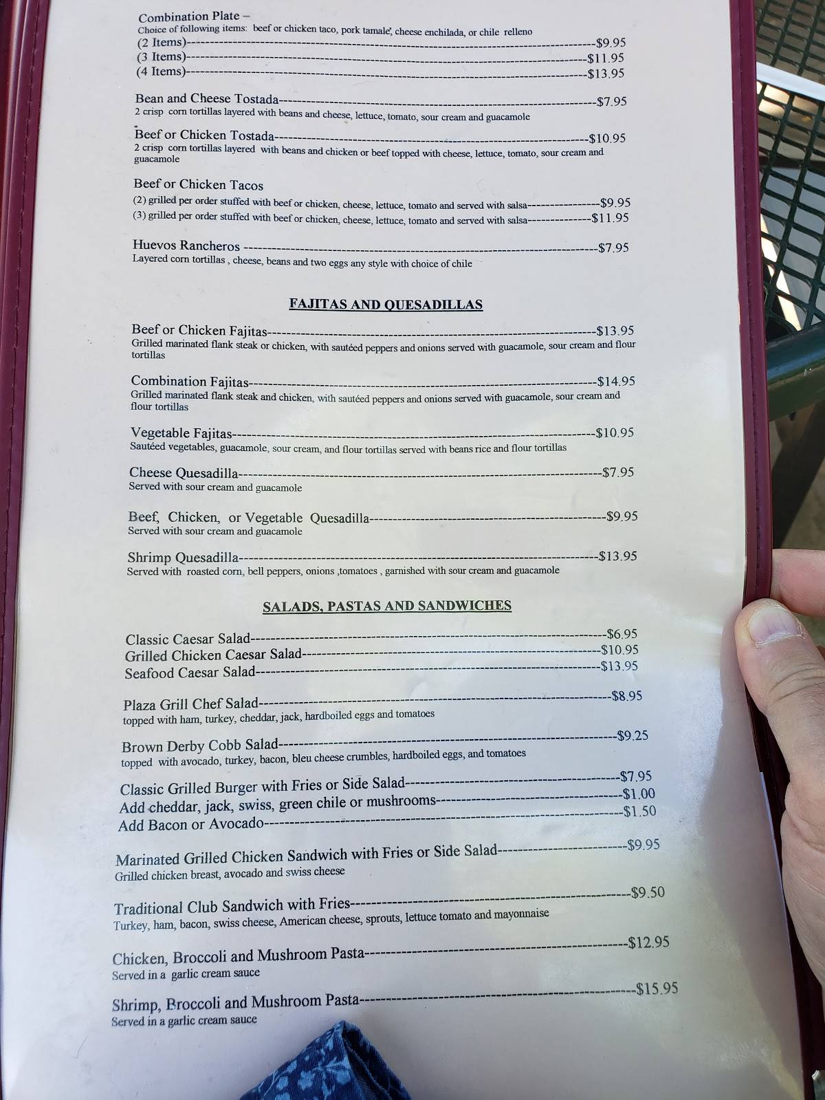 Menu at Ranchos Plaza Grill restaurant, Ranchos de Taos
