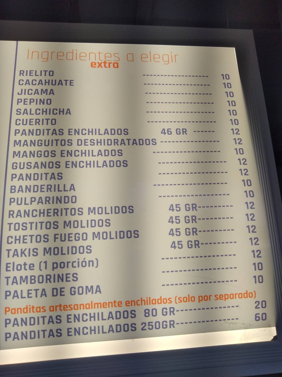 Menu at Raspapas Carnero restaurant, Zapopan, Vía Láctea 3444