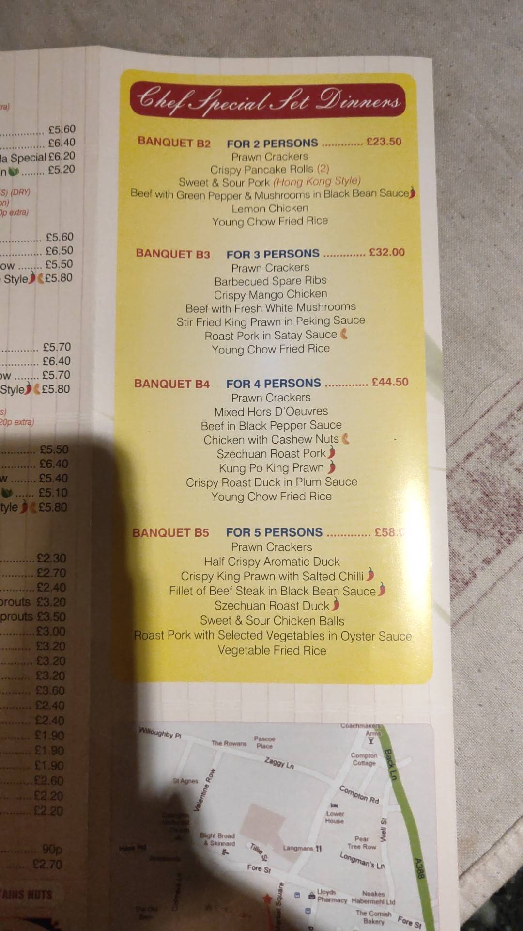 Menu at Red Panda restaurant, Callington, 13-14