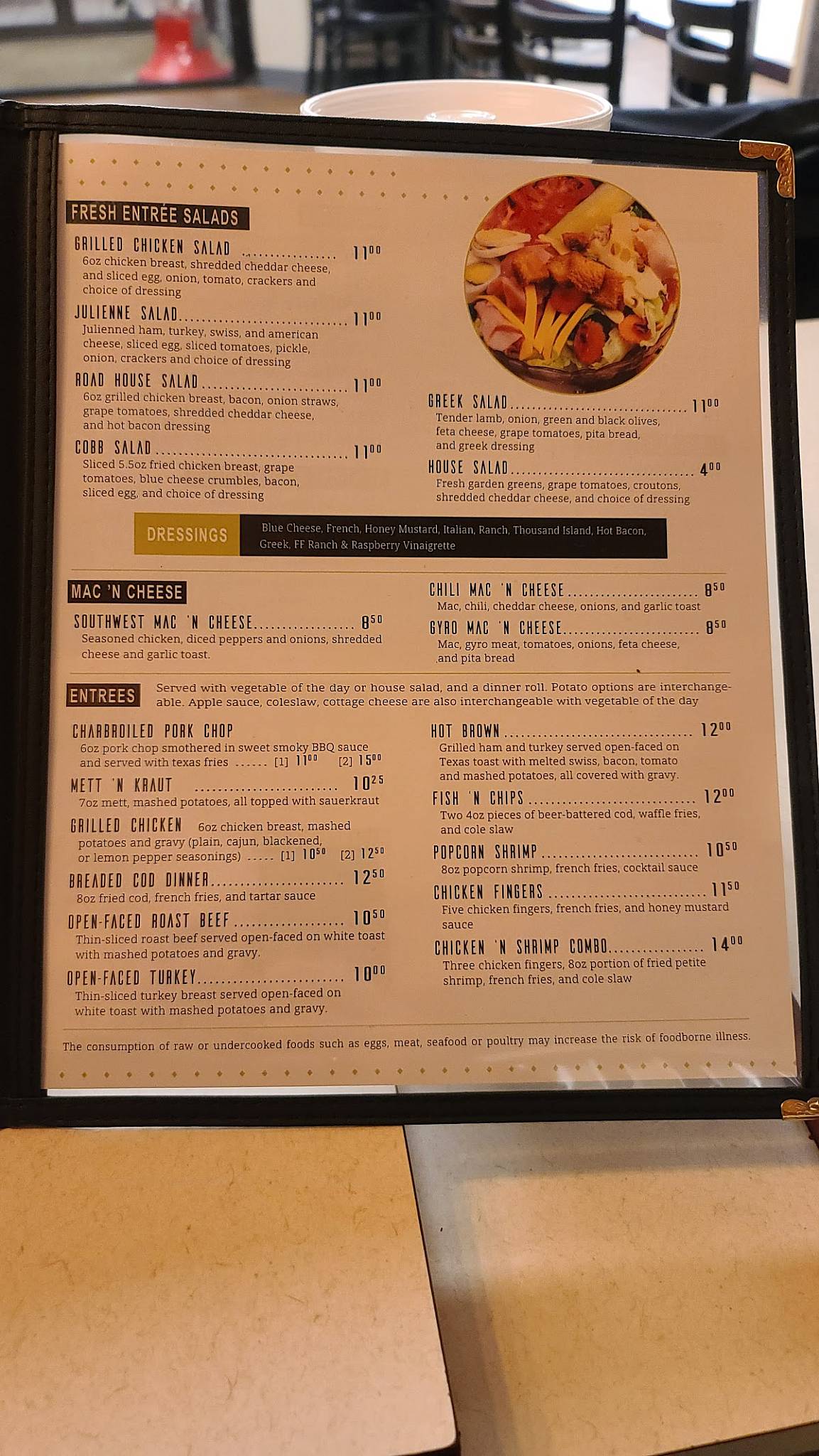 Menu at Red Squirrel restaurant, Cincinnati, Colerain Ave