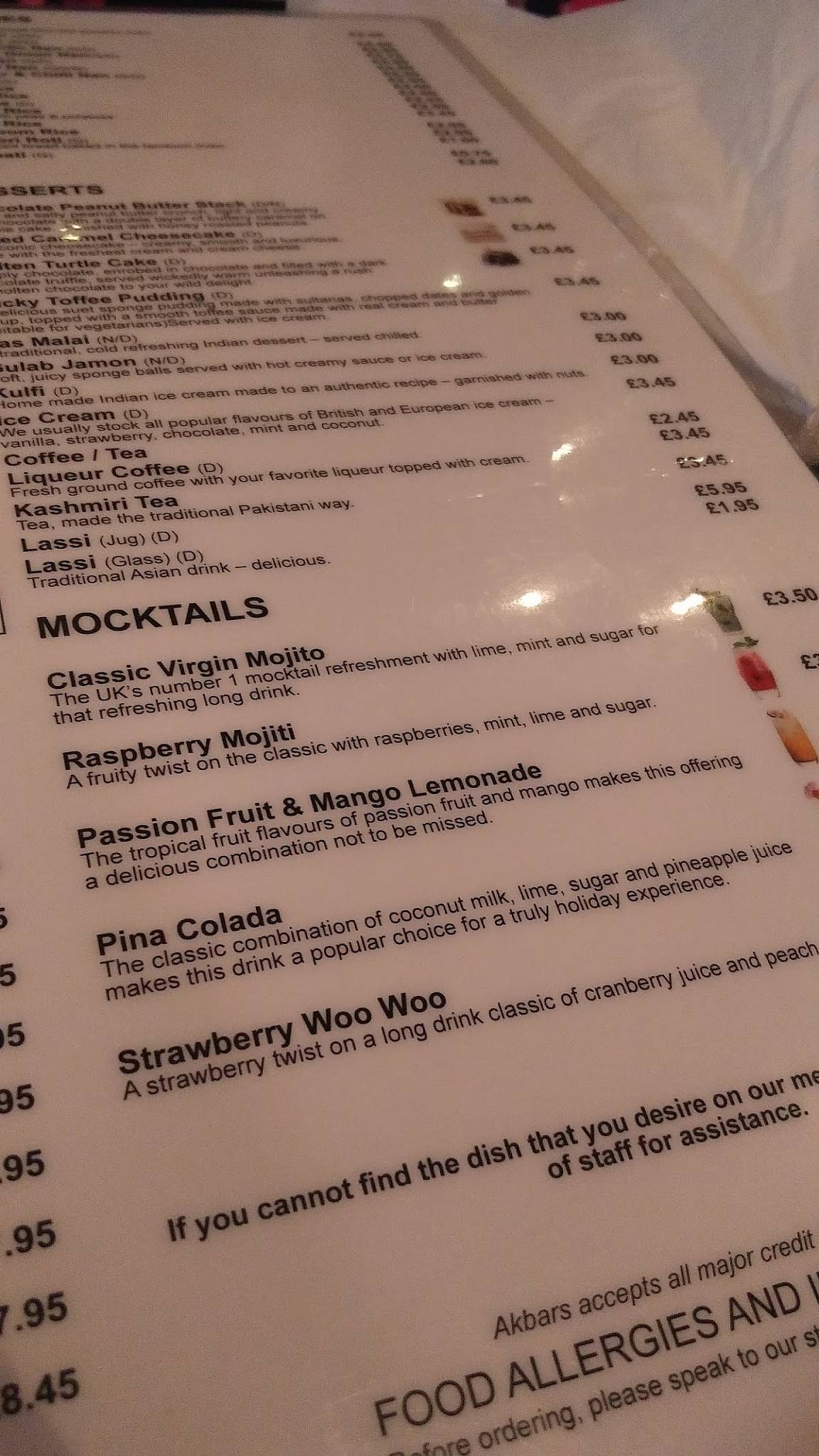 Menu at Akbar's Rotherham, Rotherham, Meadow Bank Rd