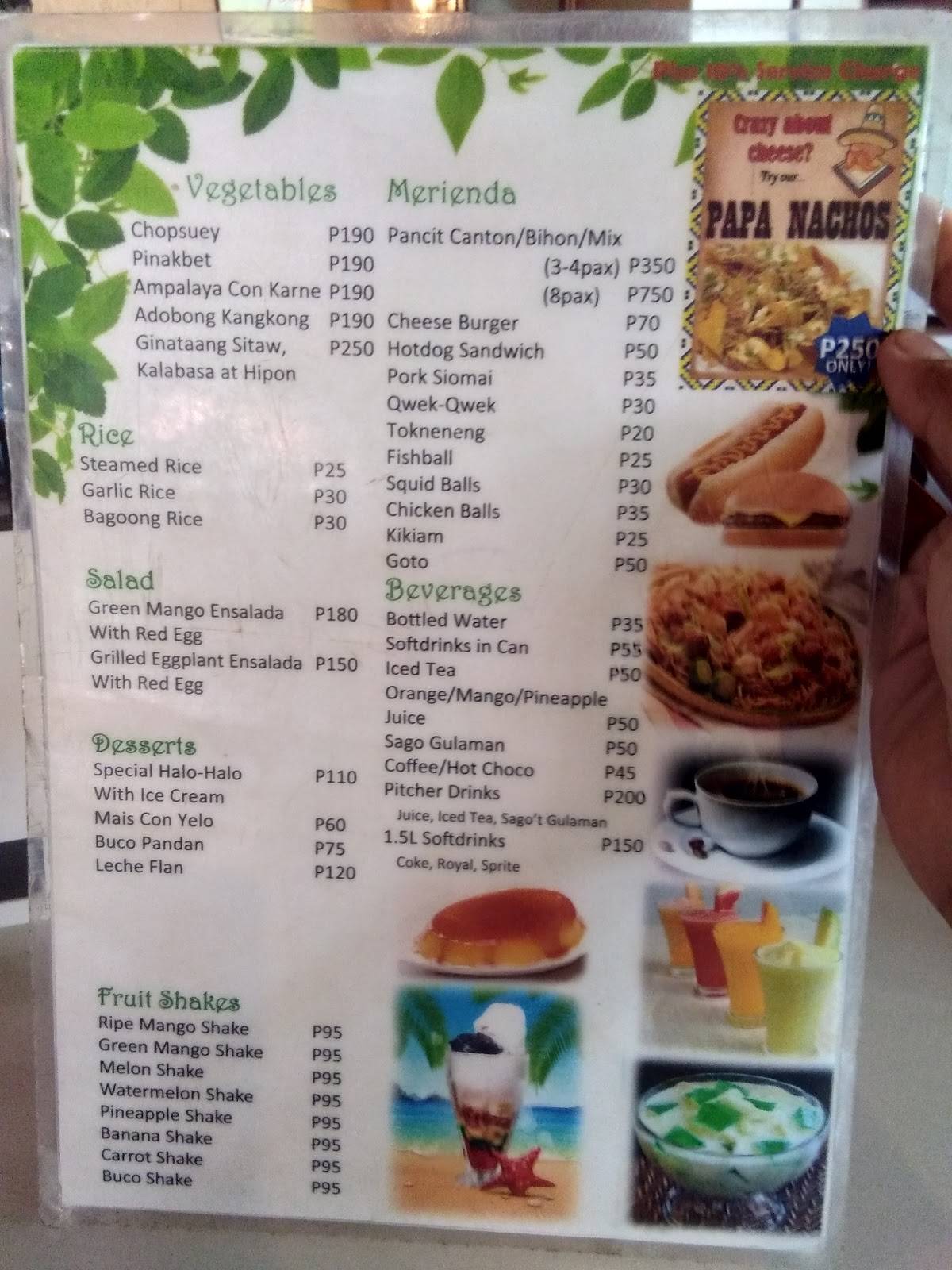 Menu at Alamat Restaurant, Tagaytay