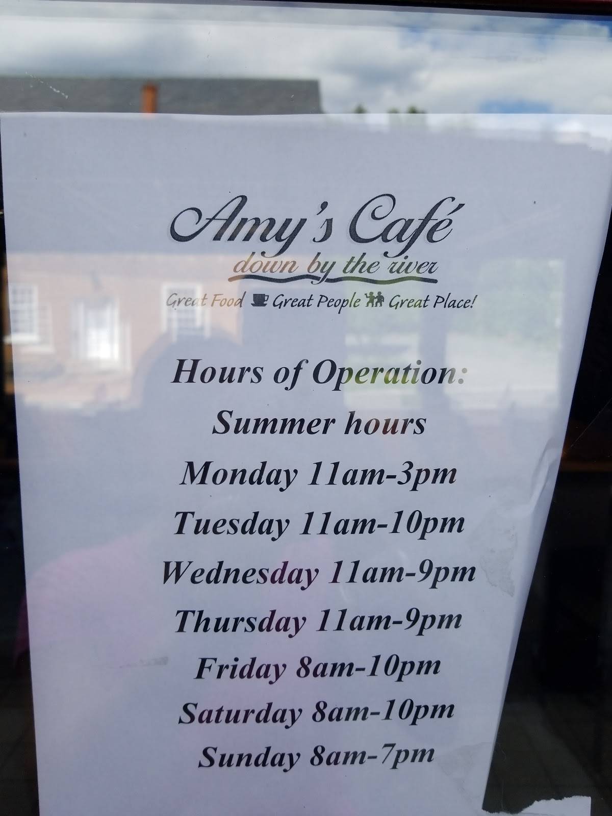 Menu at Amy's Cafe, Falmouth