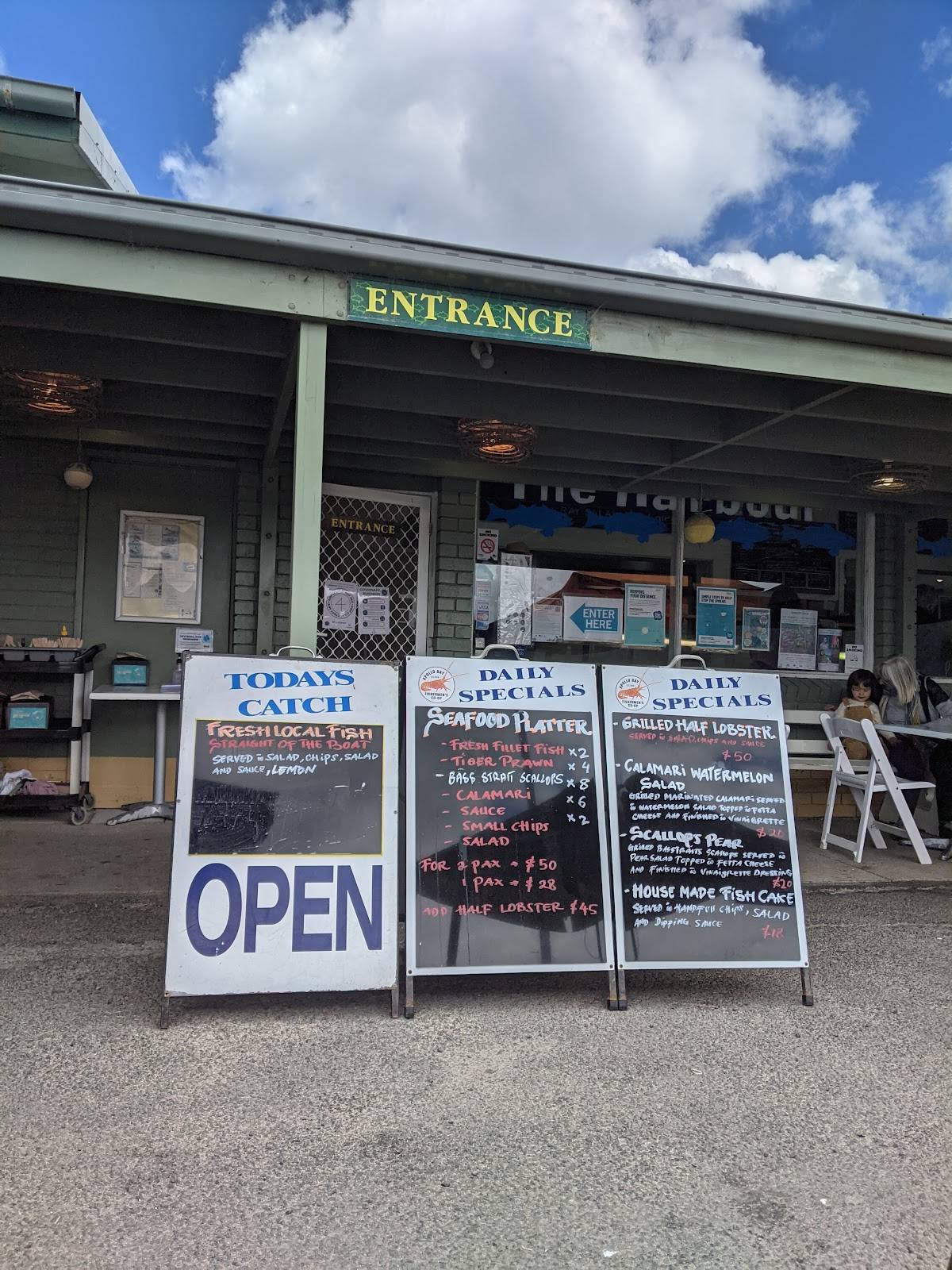 Menu at Apollo Bay Fishermen's Co-Op restaurant, Apollo Bay