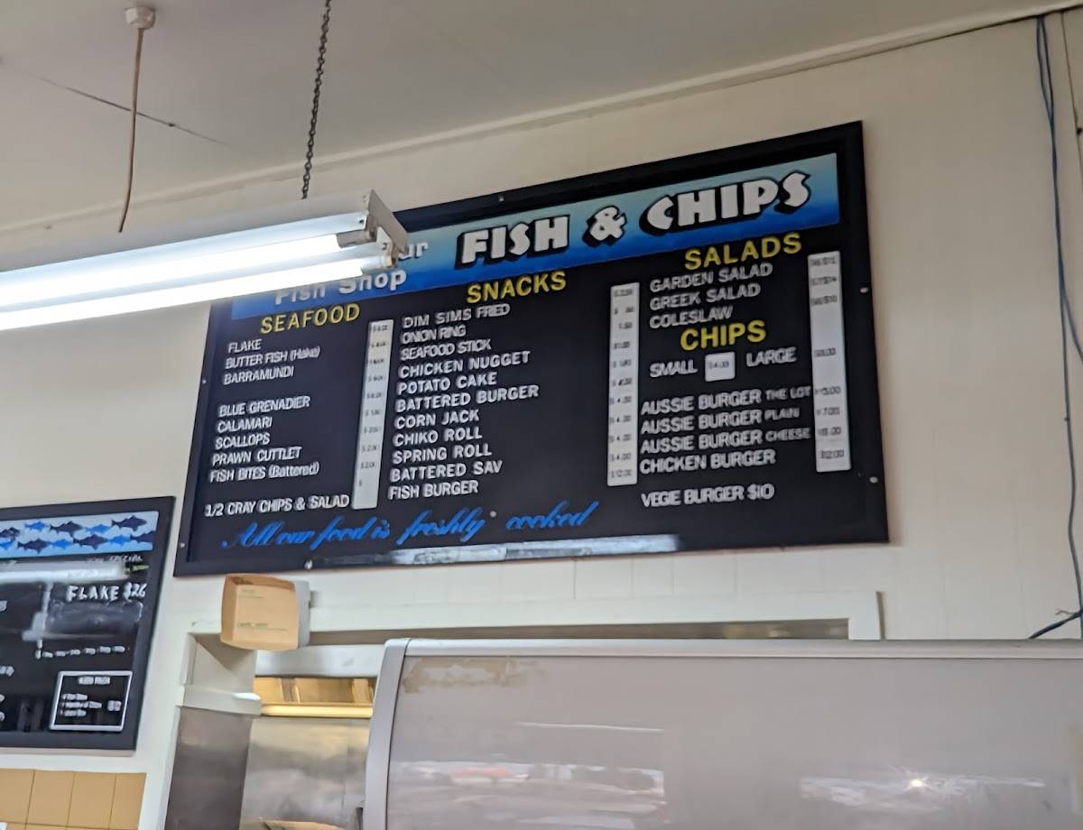 Menu at Apollo Bay Fishermen's Co-Op restaurant, Apollo Bay
