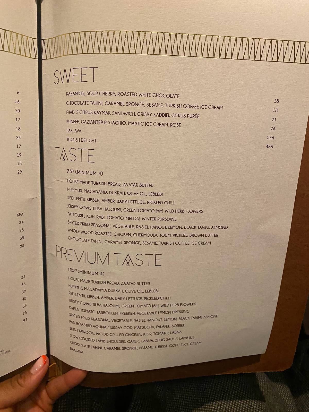 Carta de Babylon Rooftop & Garden Bar, Sydney