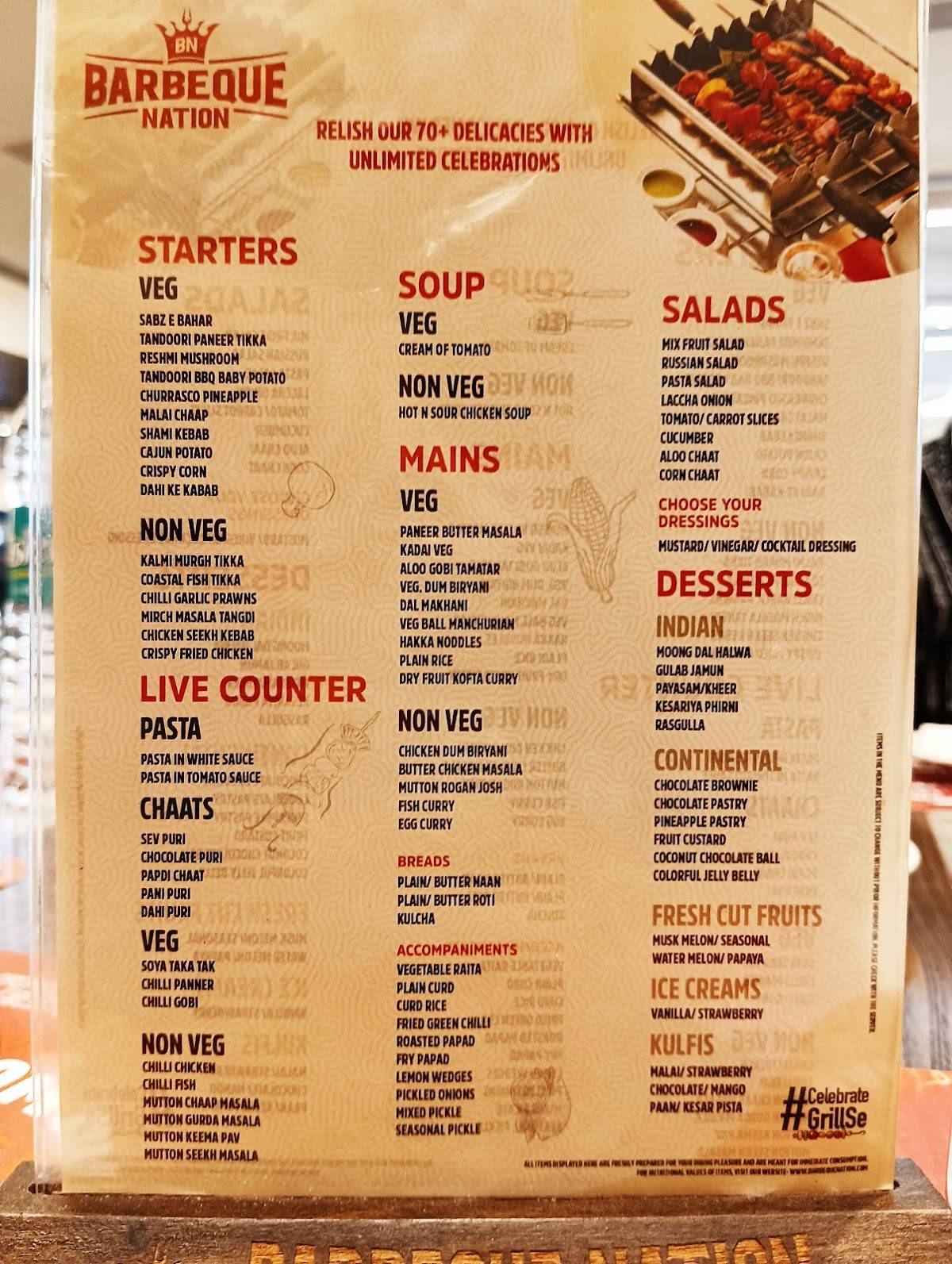 Menu at Barbeque Nation - Attapur, Hyderabad