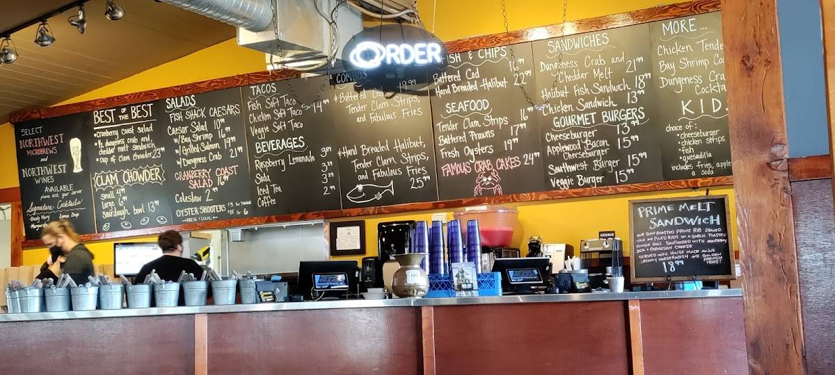 Menu at Bennett's Fish Shack restaurant, Ocean Shores