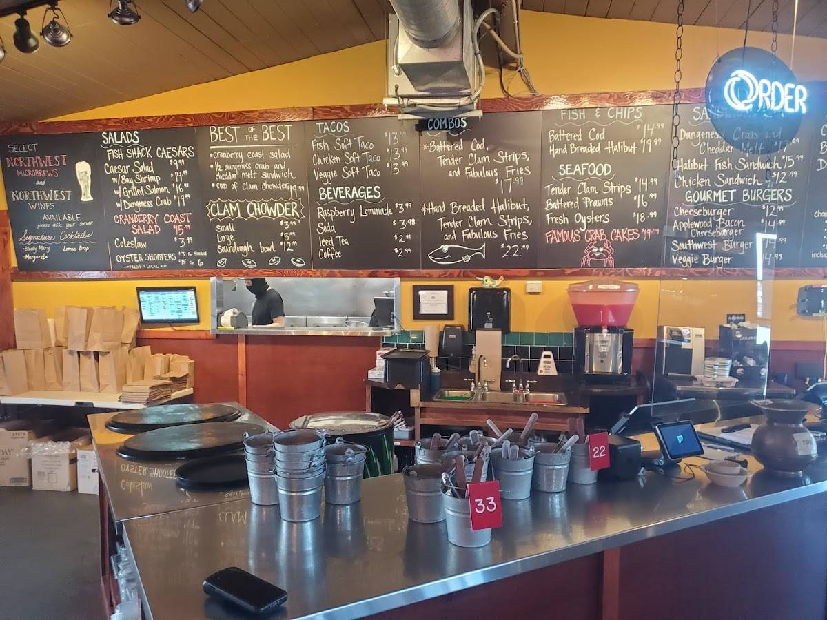 Menu at Bennett's Fish Shack restaurant, Ocean Shores