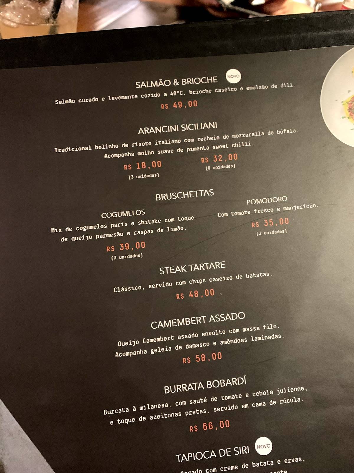 Menu em Bobardí, Curitiba