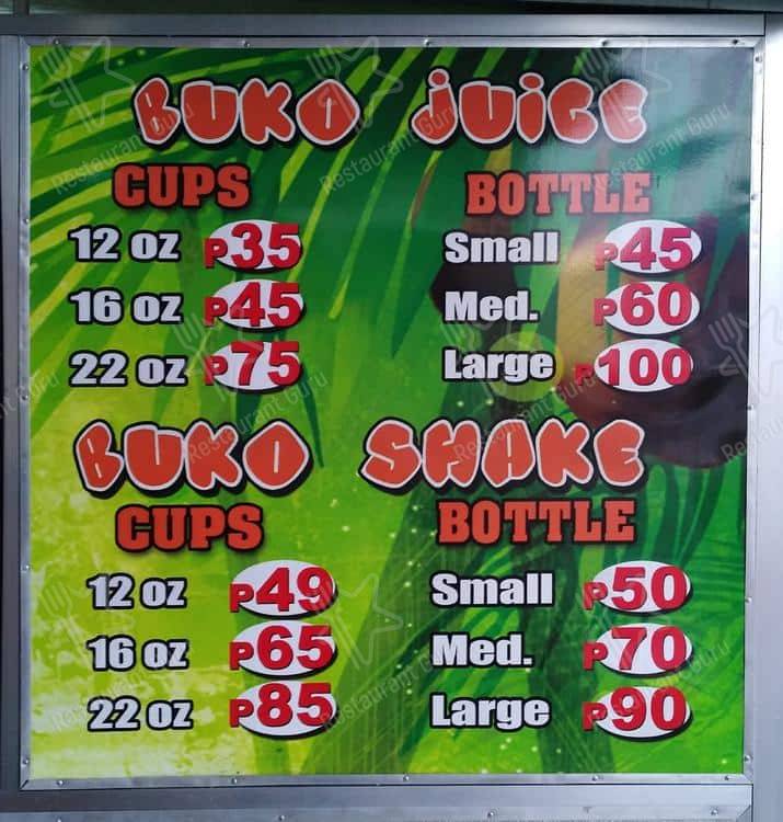 Menu at Buko Juan, Pasig, Food Central Station