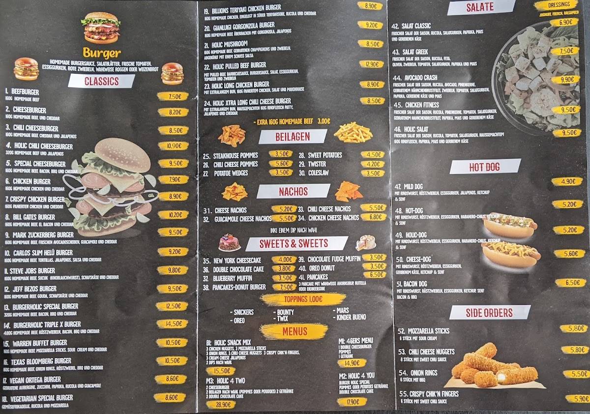 Speisekarte von Burgerholic Limburg restaurant, Limburg an der Lahn