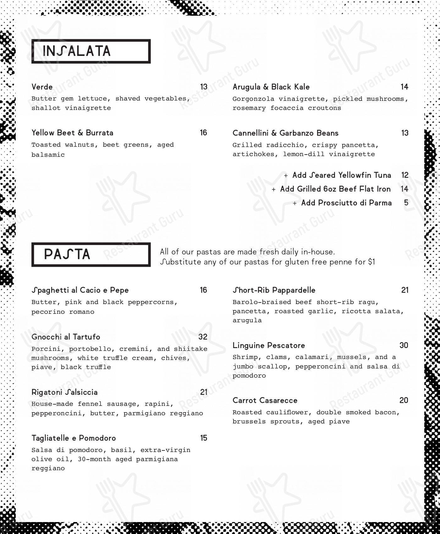 Menu at CIMA Enoteca restaurant, Hamilton
