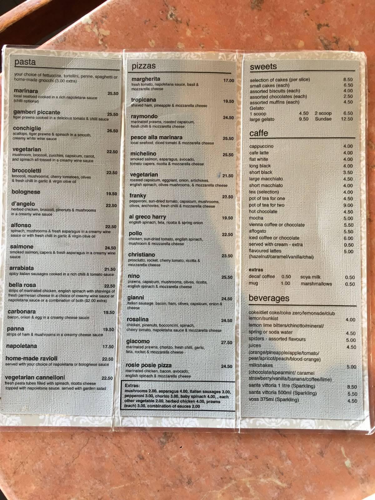 Menu at Cafe Bella Rosa, Carlisle