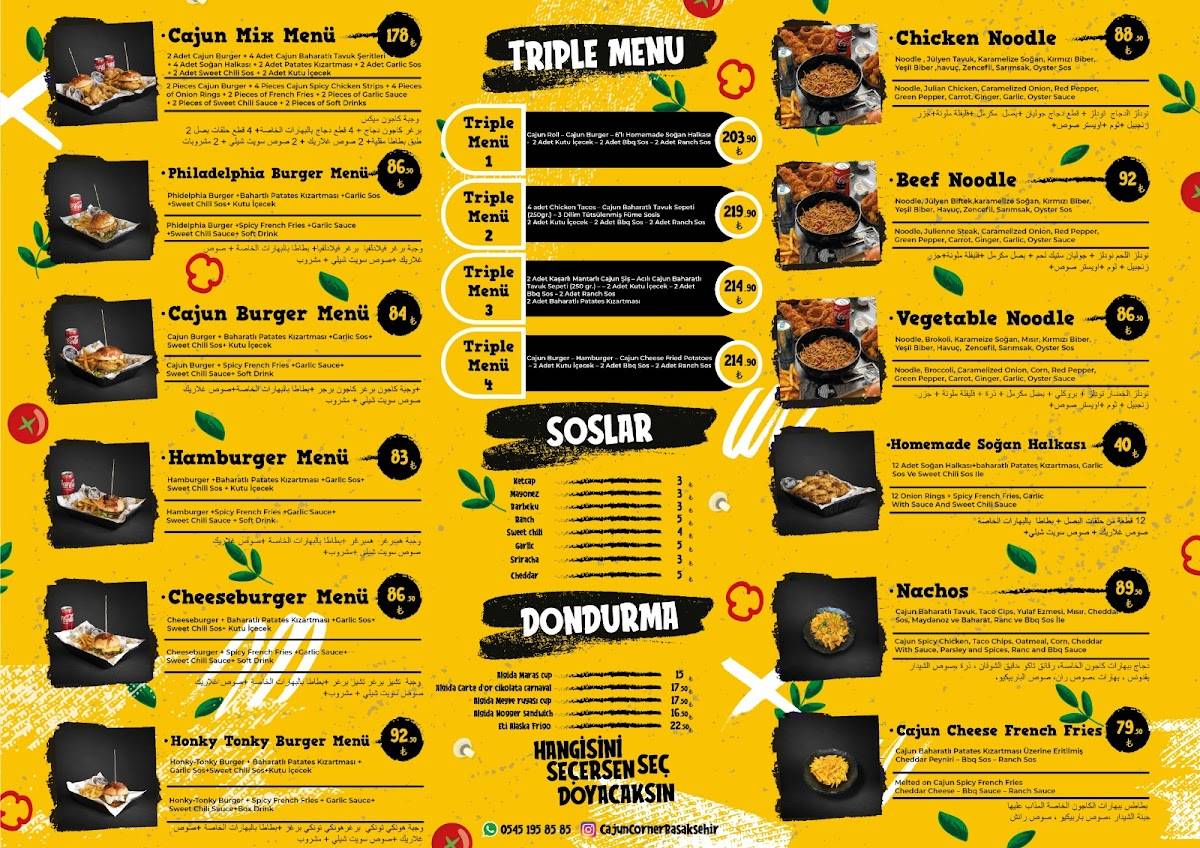 Menu at Cajun Corner Başakşehir, Kayabaşı Mahallesi