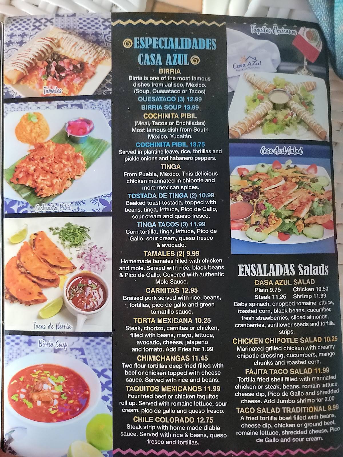 Menu at Casa Azul Mexican Kitchen Conover restaurant, Conover