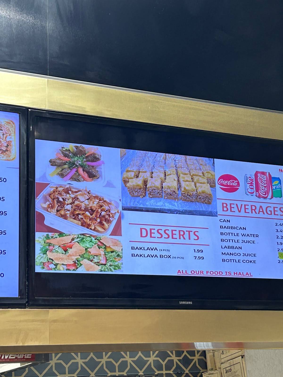 Menu au Cedars Shawarma & Kabab West Edmonton Mall restaurant, Edmonton
