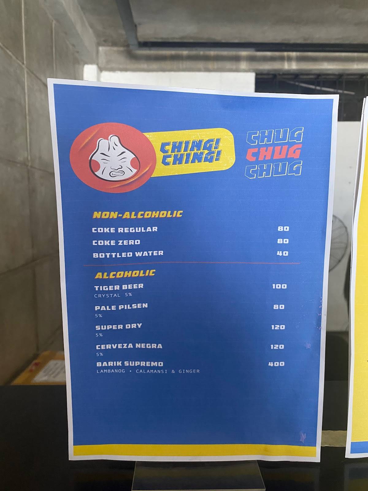 Carta del restaurante Ching Ching La Union, San Juan del La Unión