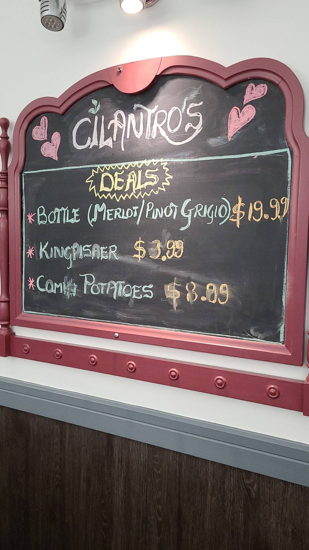 Menu at Cilantro's Restaurant - Gateway Rd, Winnipeg
