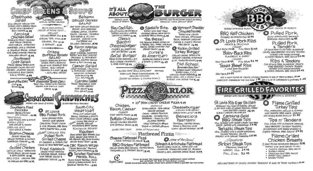 Menu at Clyde’s Grill and Bar, Walpole, 642 Providence Hwy