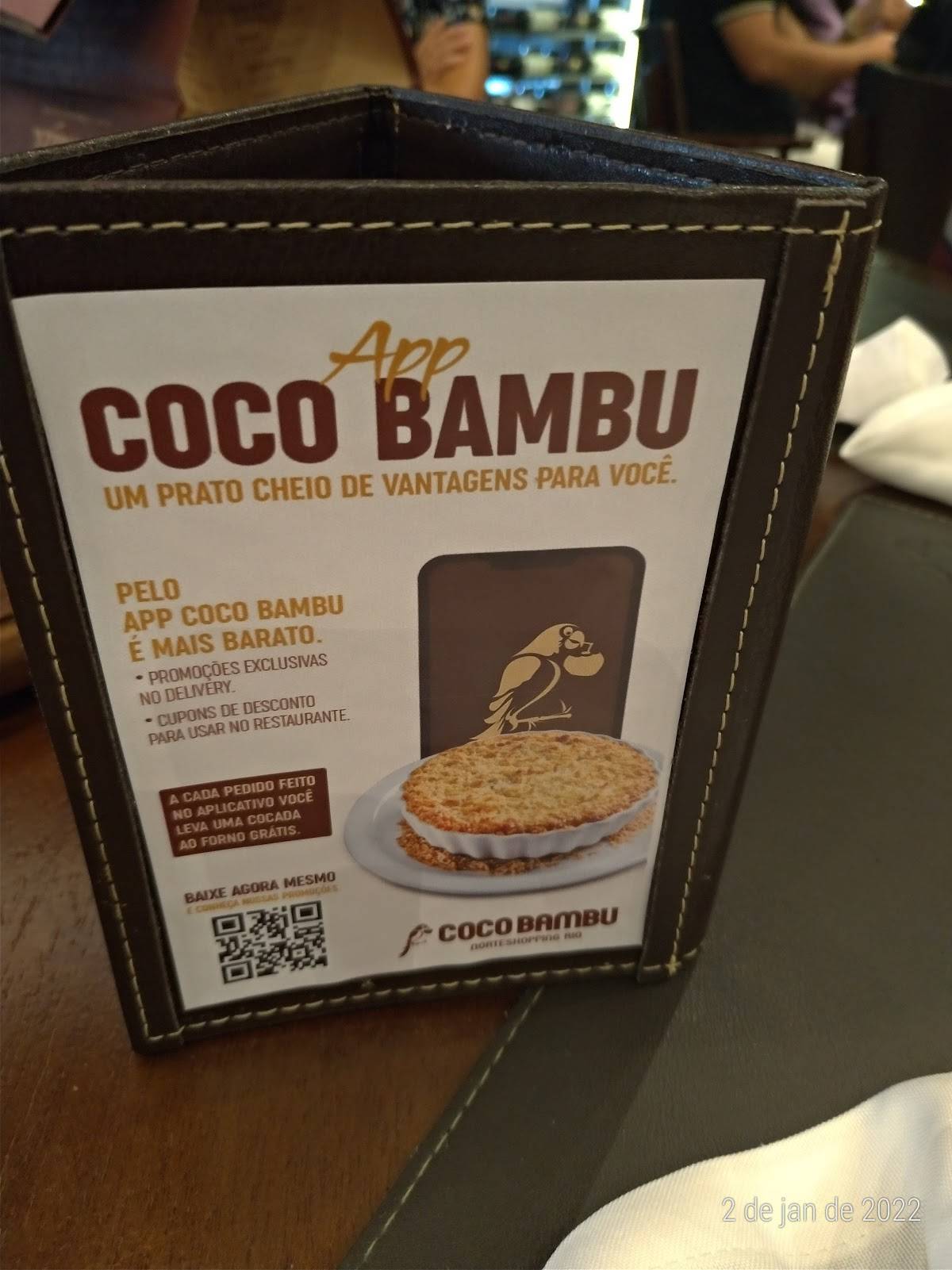 Carta del restaurante Coco Bambu, Rio del Janeiro