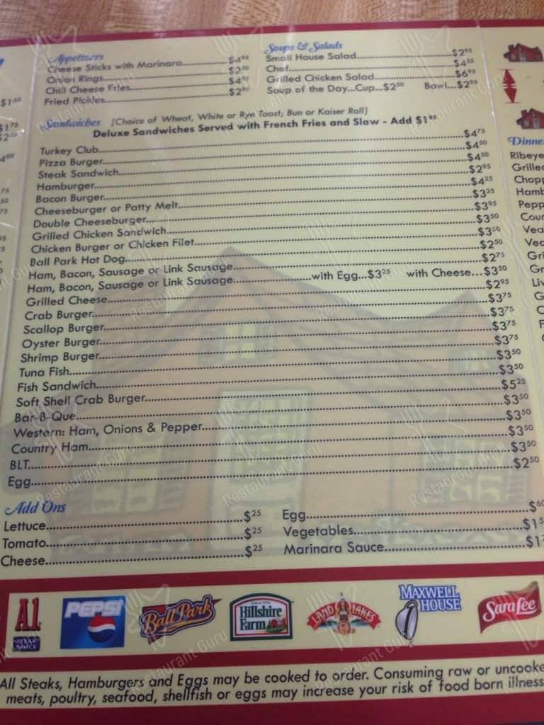 Menu at Cox Family Restaurant, Morehead City