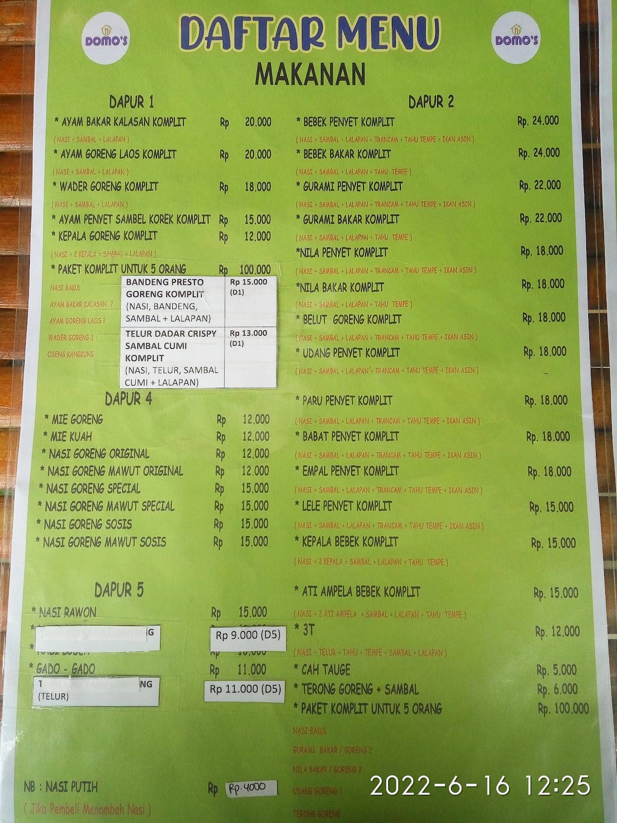 Menu at DOMO"S Cafe & Resto, Doko