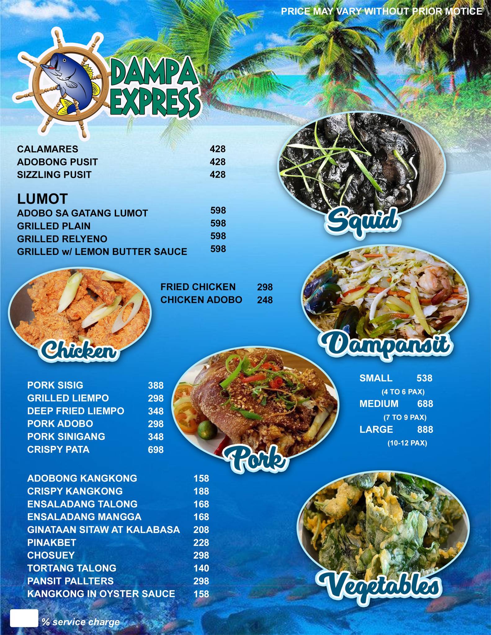 Menu at Dampa Express - Pioneer Center restaurant, Pasig