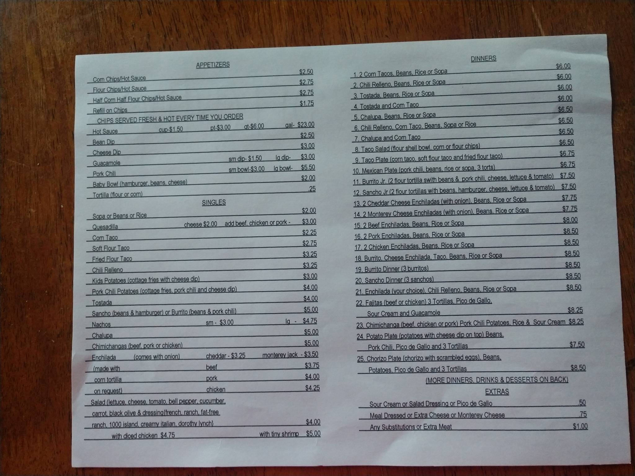 Menu at Delgado's restaurant, Great Bend