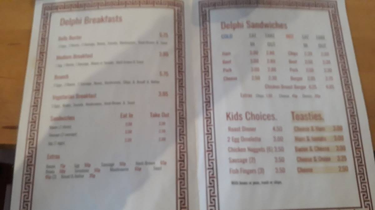 Menu at Delphi Restaurant Ltd. Wakefield, Wakefield