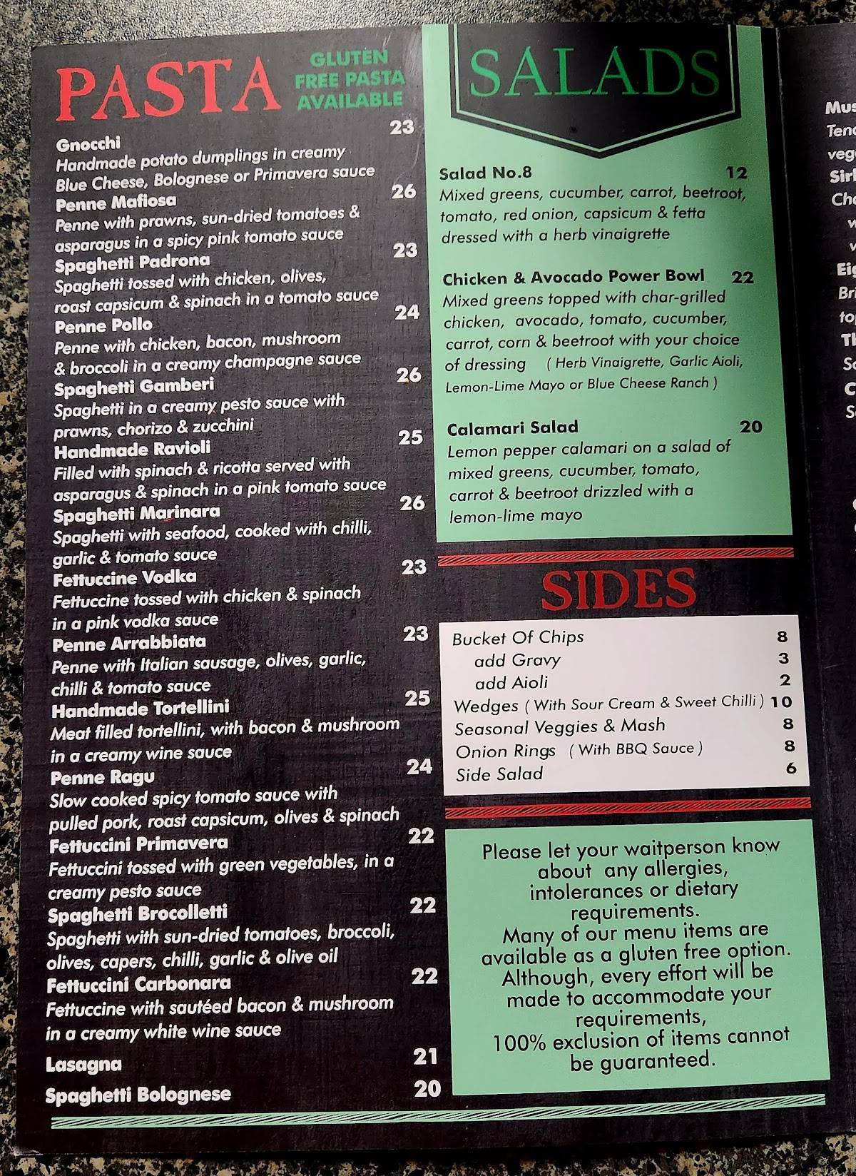 Menu at Eight Slices Italian Kitchen restaurant, Tapping