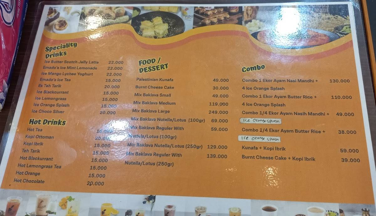 Menu at Emados Shawarma Sawangan restaurant, Depok