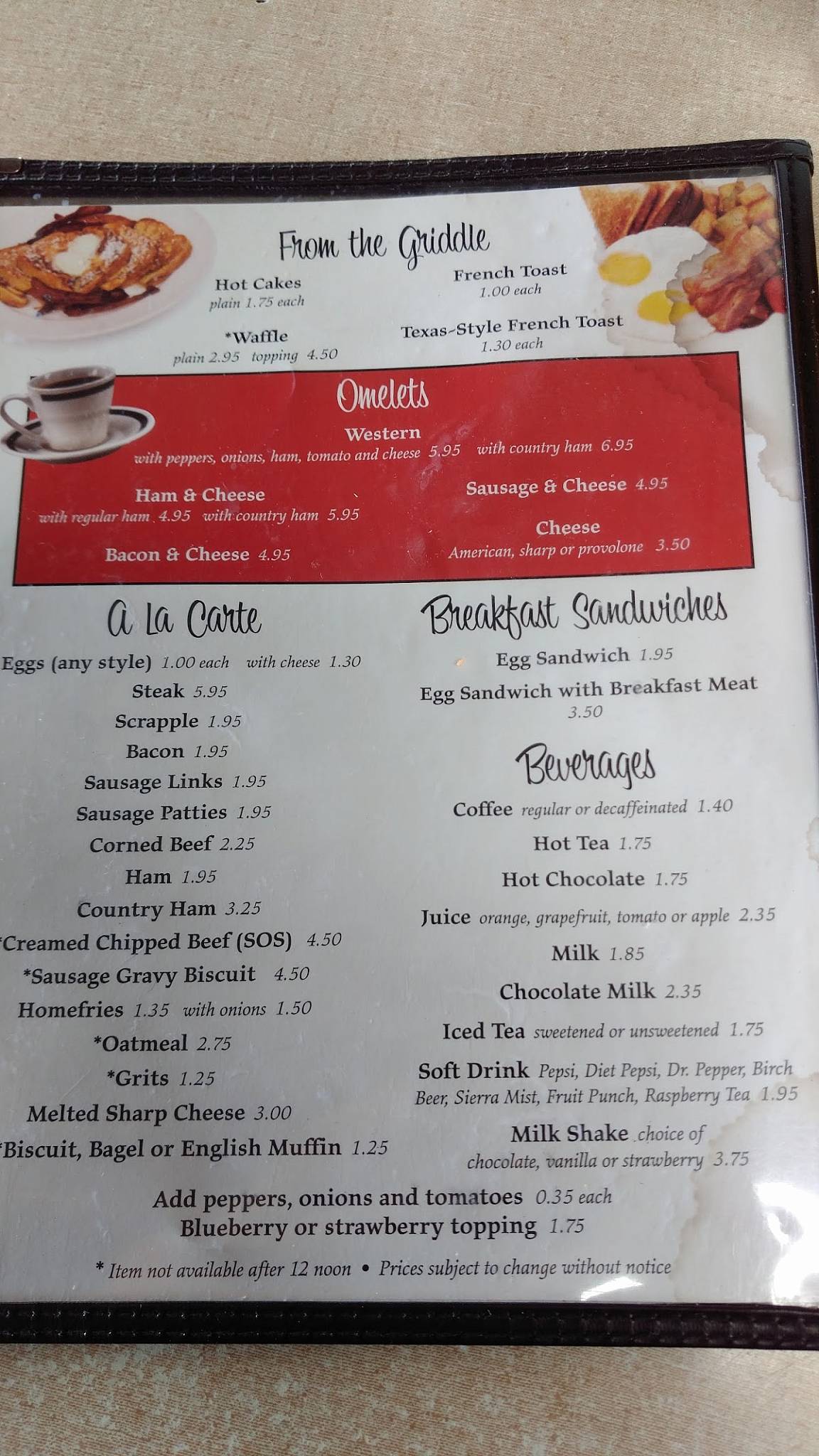 Menu at Exmore Diner restaurant, Exmore, Main St