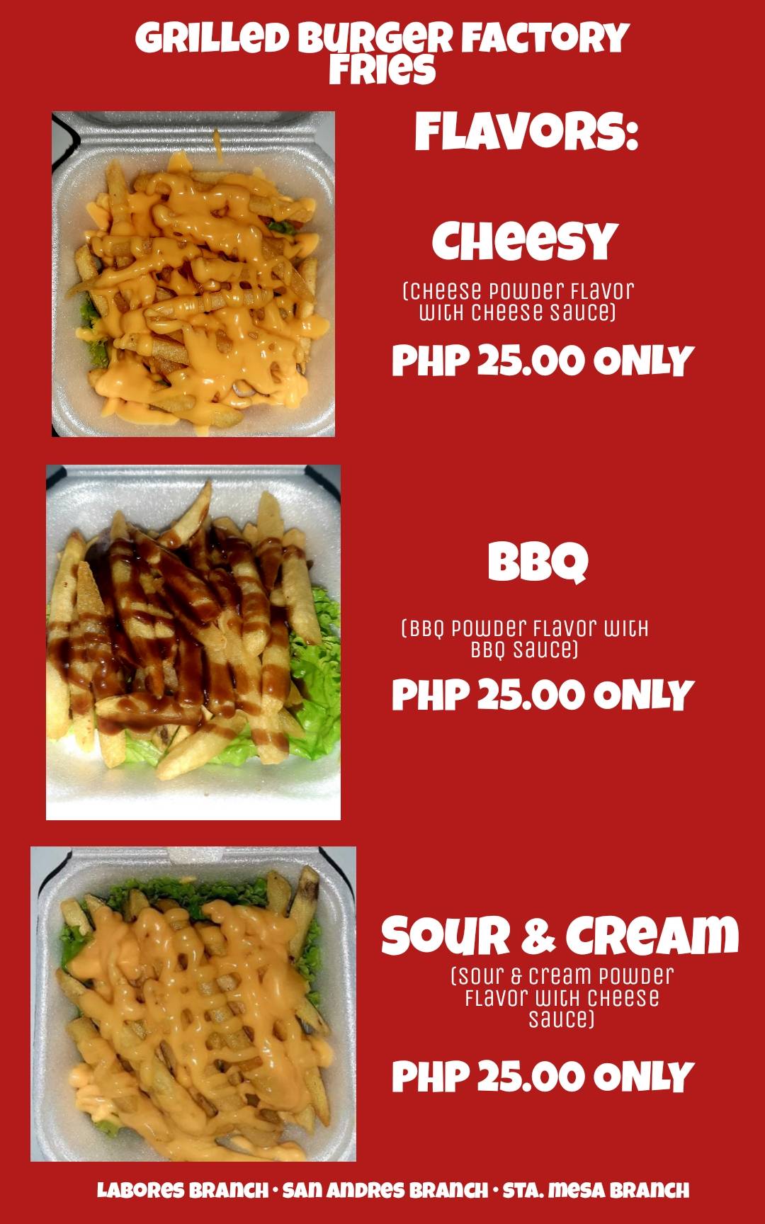 Menu at Grilled Burger Factory Labores restaurant, Manila