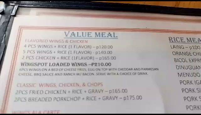 Menu at HI-Way Canteen restaurant, Manila