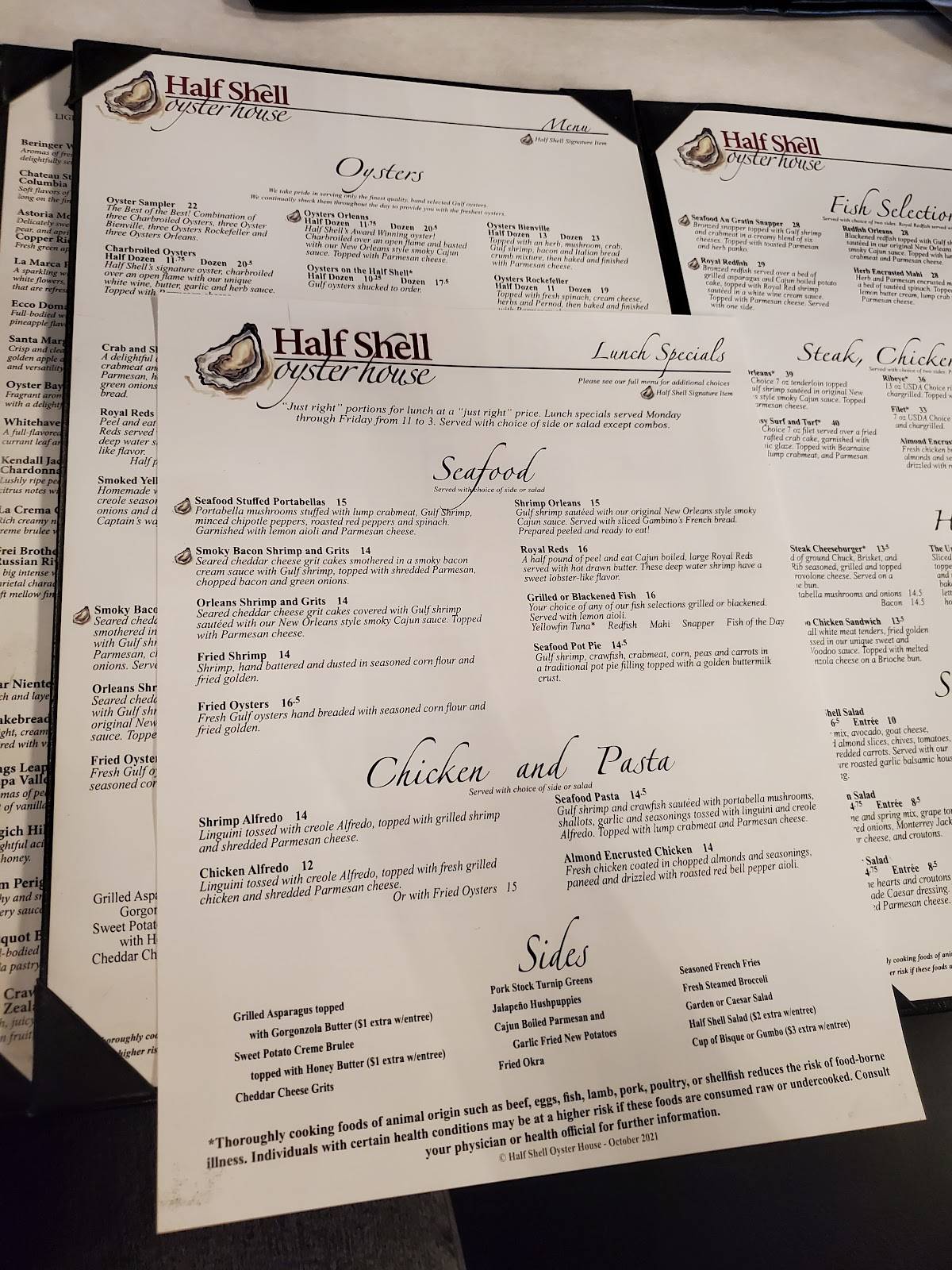 Menu at Half Shell Oyster House Trussville restaurant, Trussville